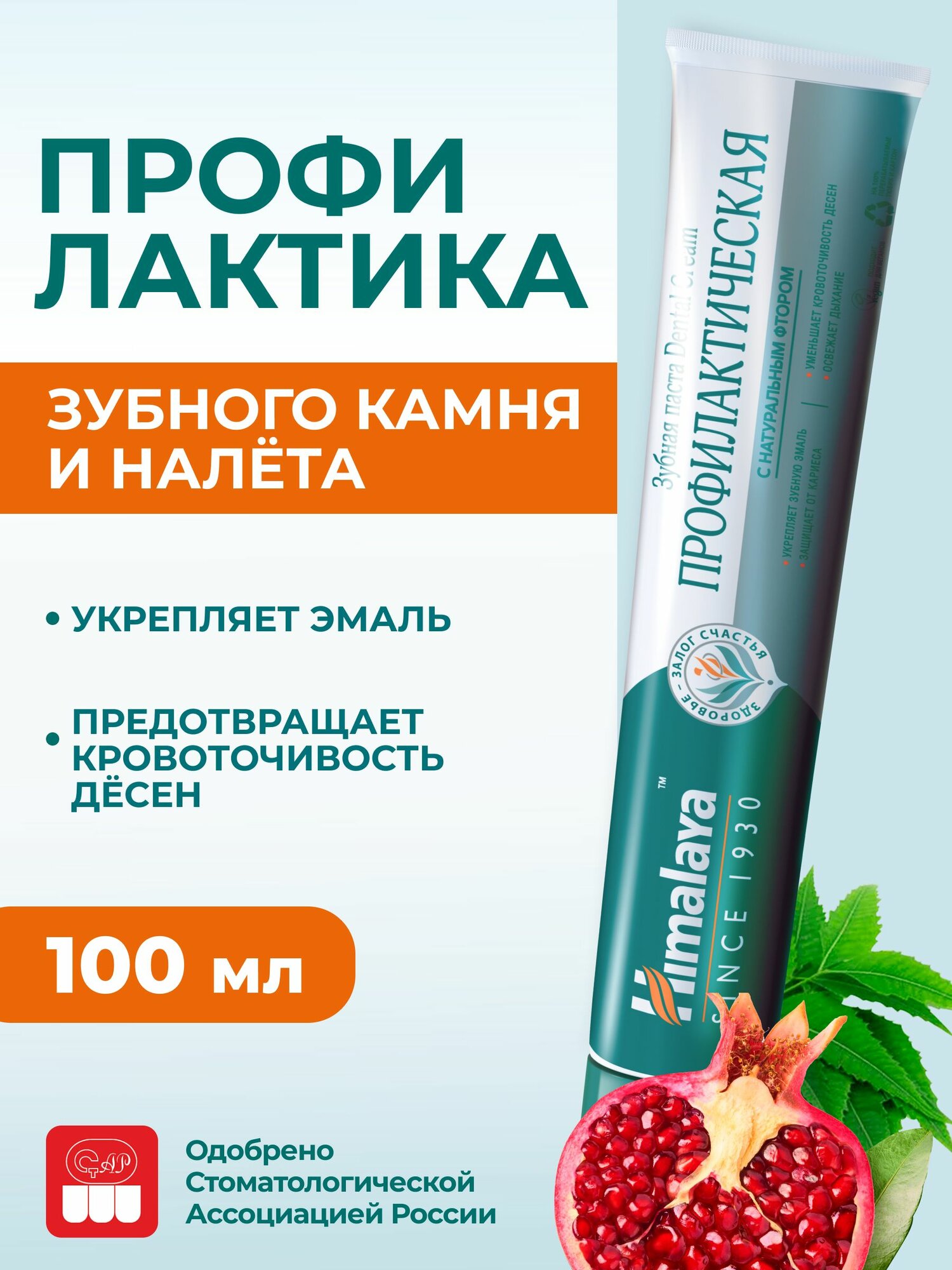 Himalaya Зубная паста с фтором "Профилактическая" натуральная от налета, кариеса, кровоточивости и воспаления десен, ментол, 100 мл