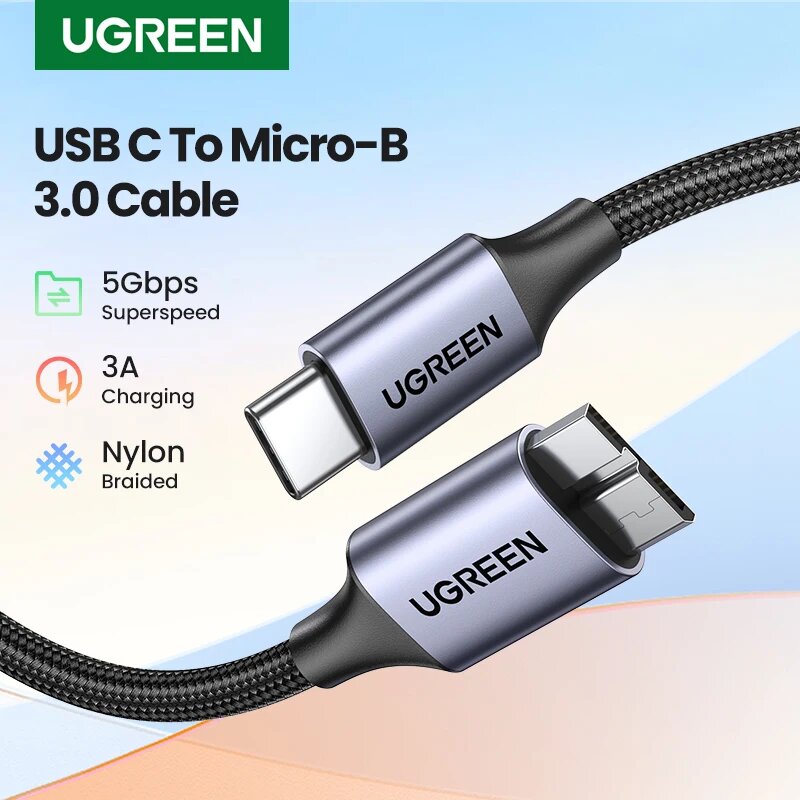 UGREEN USB-C to Micro-B кабель, 0.5m, черный — фото 1