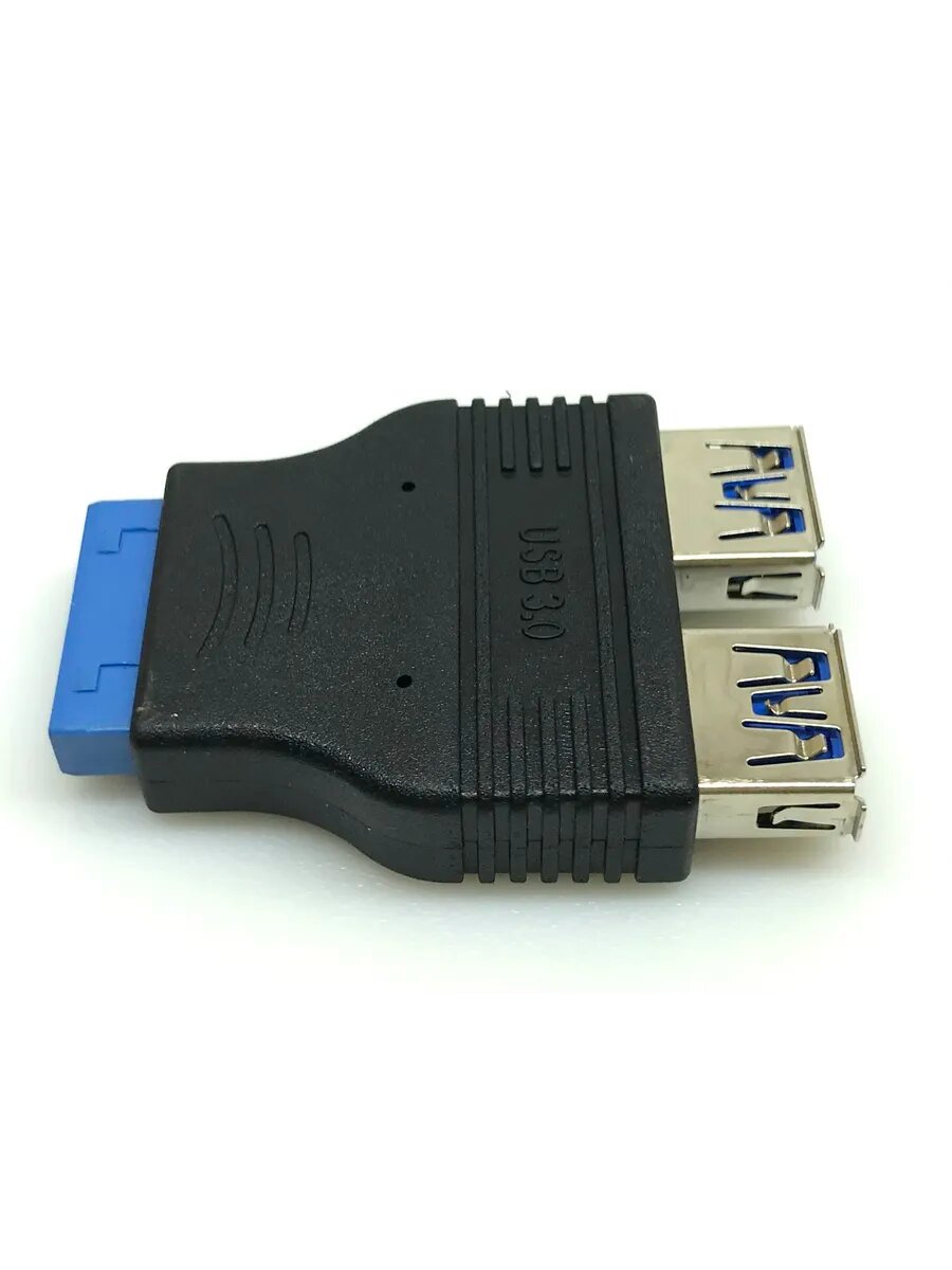 Переходник с гнезда USB 3.0 19 pin на 2 гнезда USB 3.0