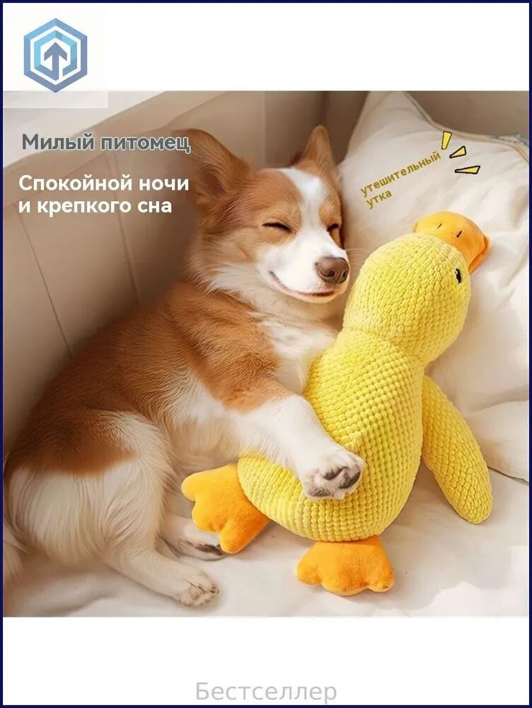Игрушка-утка для собак и кошек издающая звук зубостойкая для корги, теди и других мелких пород