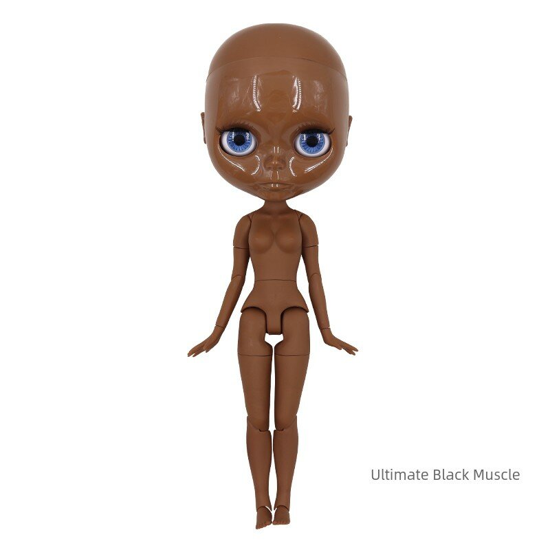 Кукла Blythe с 19 суставами, очень темной кожей, лысой головой и 9-рукам телом