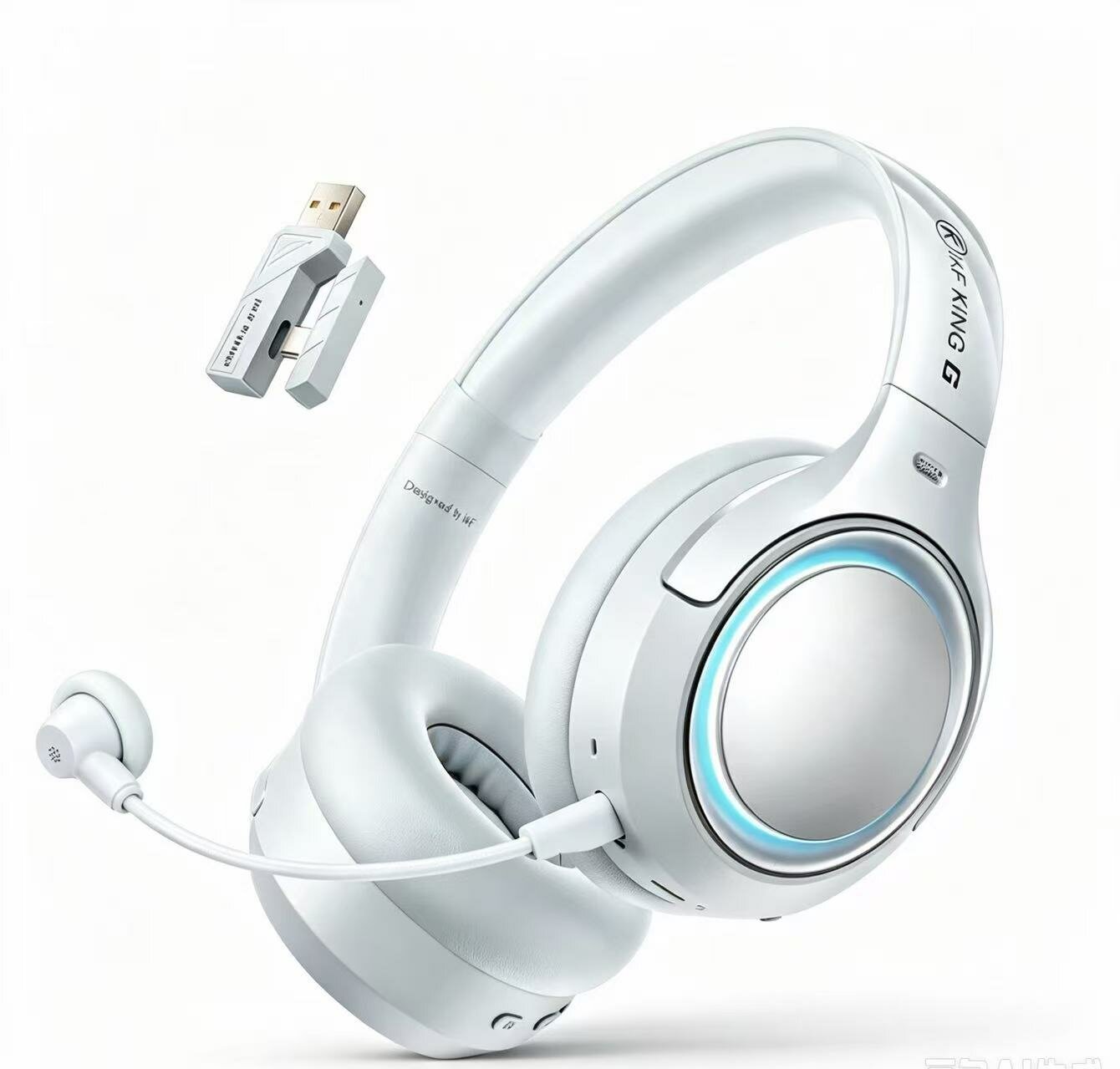 IKF King G беспроводные игровые наушники с шумоподавлением, Bluetooth, 2.4G, пять режимов, новая белая версия