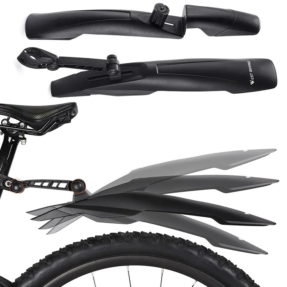 Крыло велосипедное WEST BIKING, 485 мм, быстросъемное, для дождя и грязи, черное