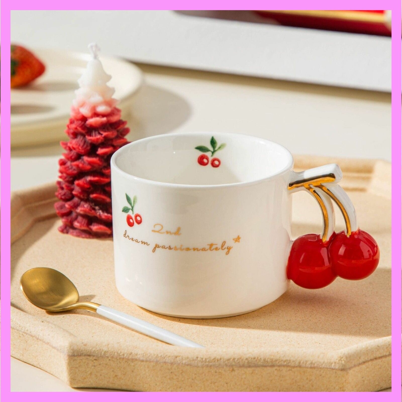 Эксклюзивная кружка из керамики, вишня