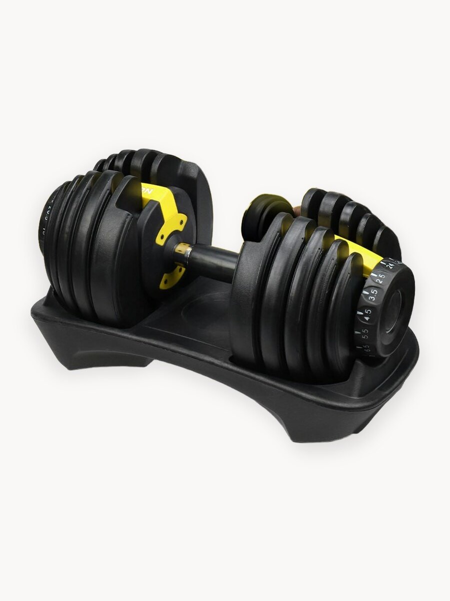 Гантель U-TURN регулируемая 24 кг, 15 уровней регулировки веса, с подставкой для хранения