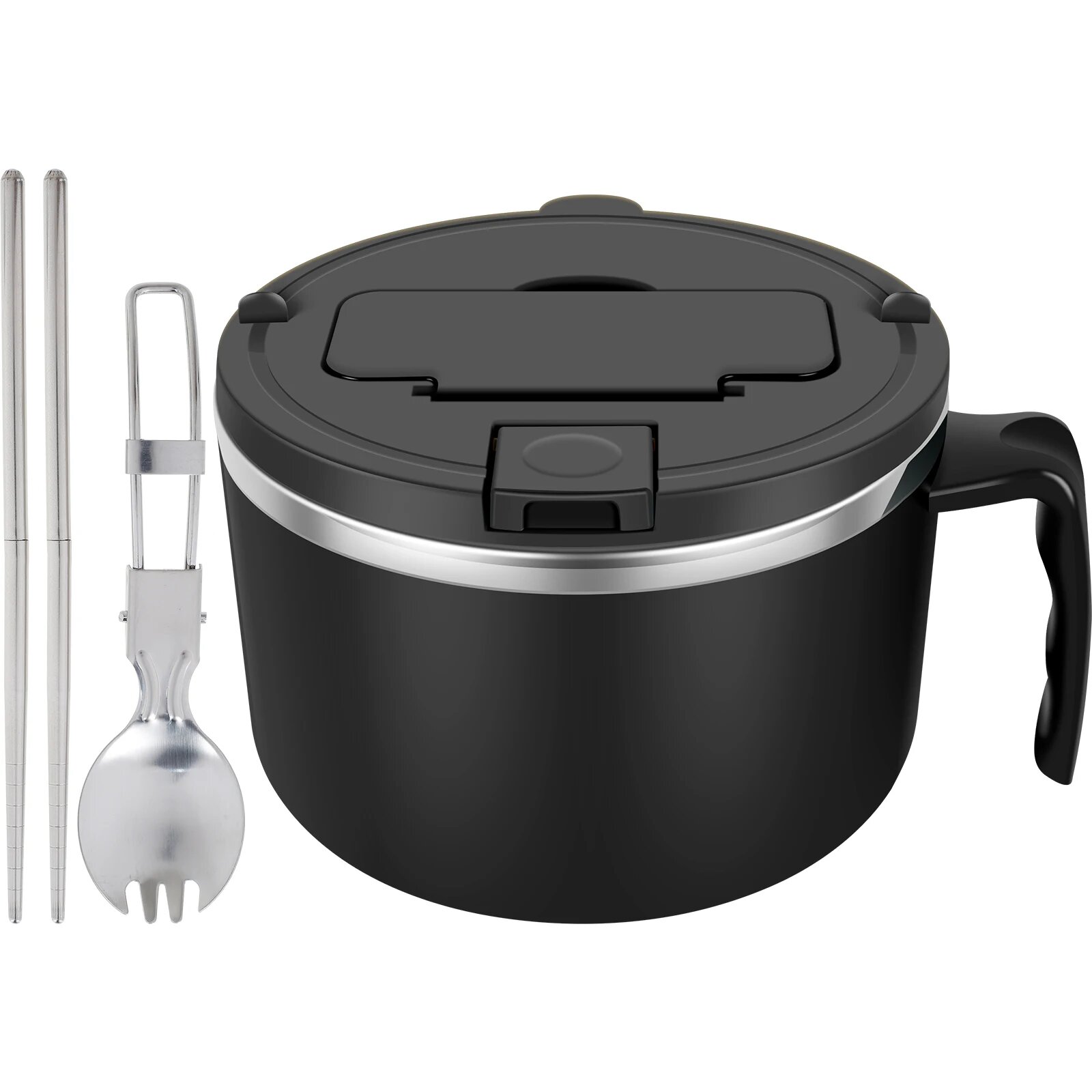 Ланч-бокс Willstar из нержавеющей стали для рамена 1600 мл black 1200ml