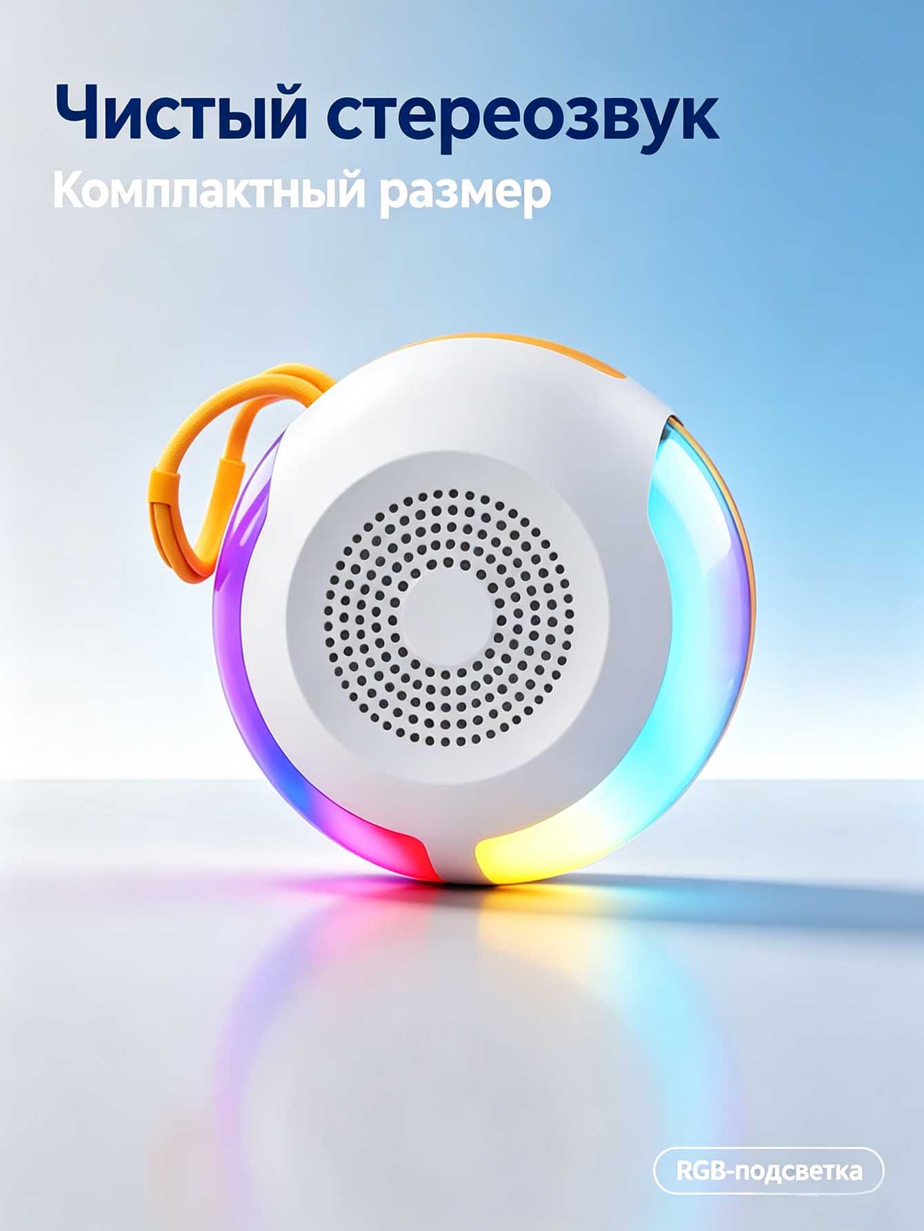 Портативная Bluetooth колонка Y06, беспроводной мини динамик с RGB подсветкой, ремень для переноски