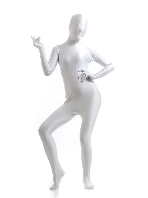Многоцветный зентай костюм из спандекса VJI9X2 S, Белый, WHITE