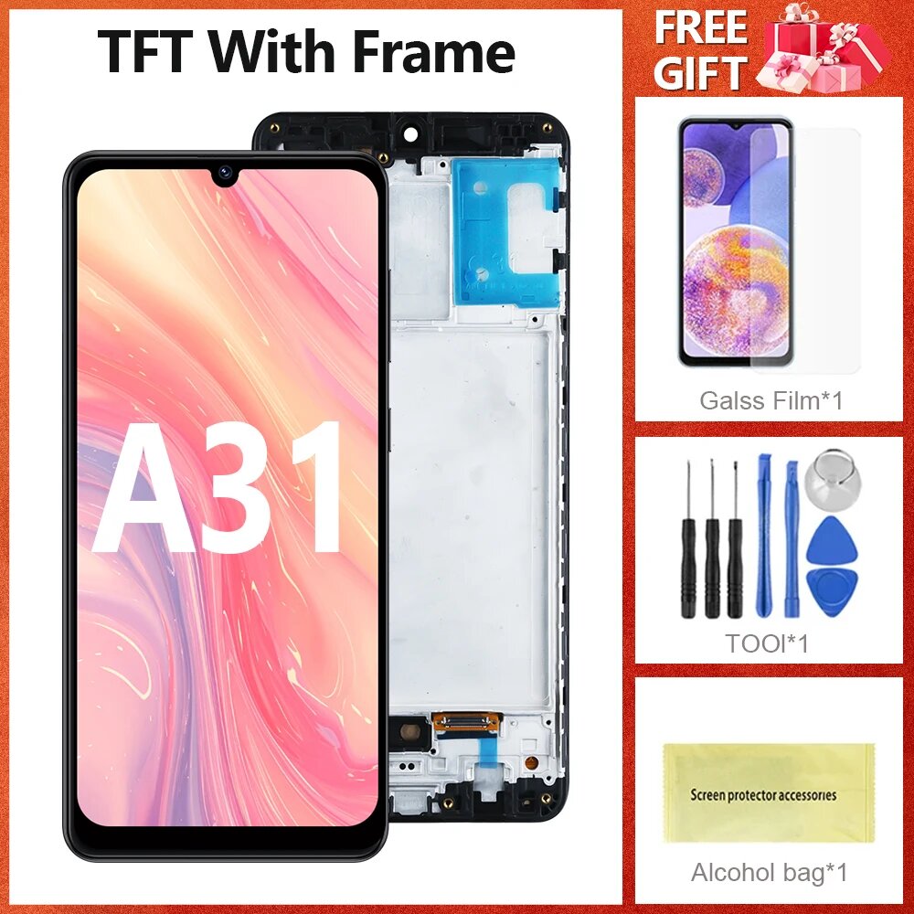 6,4-дюймовый OLED/TFT-экран для замены экрана для Samsung A31 A315 SM-A315F ЖК-дисплей с цифровым преобразователем сенсорного экрана в сборе с рамкой