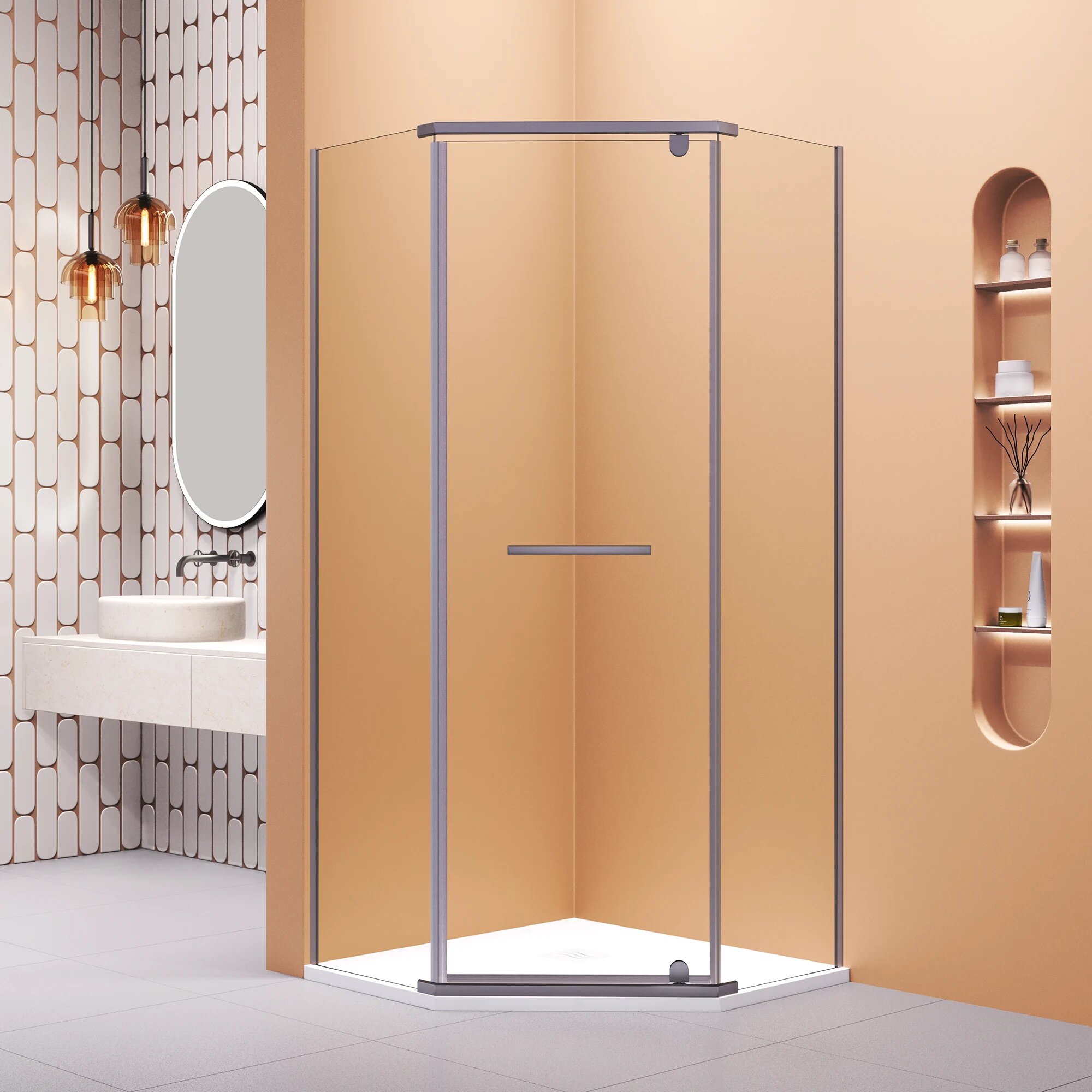 Душевой уголок RGW PA-82Gr, серый профиль, стекло Easy Clean
