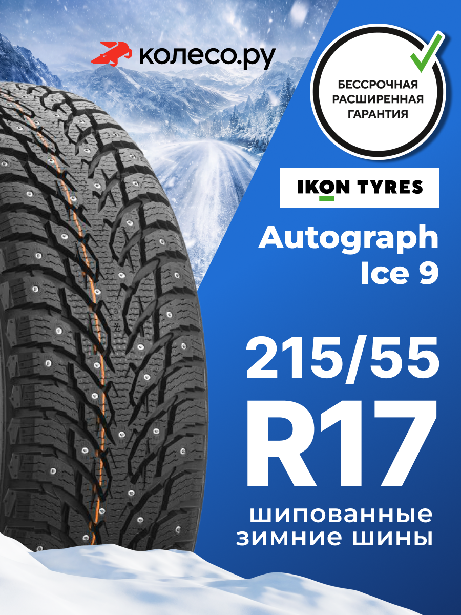 Шины зимние Ikon Tyres Ikon Autograph Ice 9 215/55 R17 98T XL шипованная зимняя резина