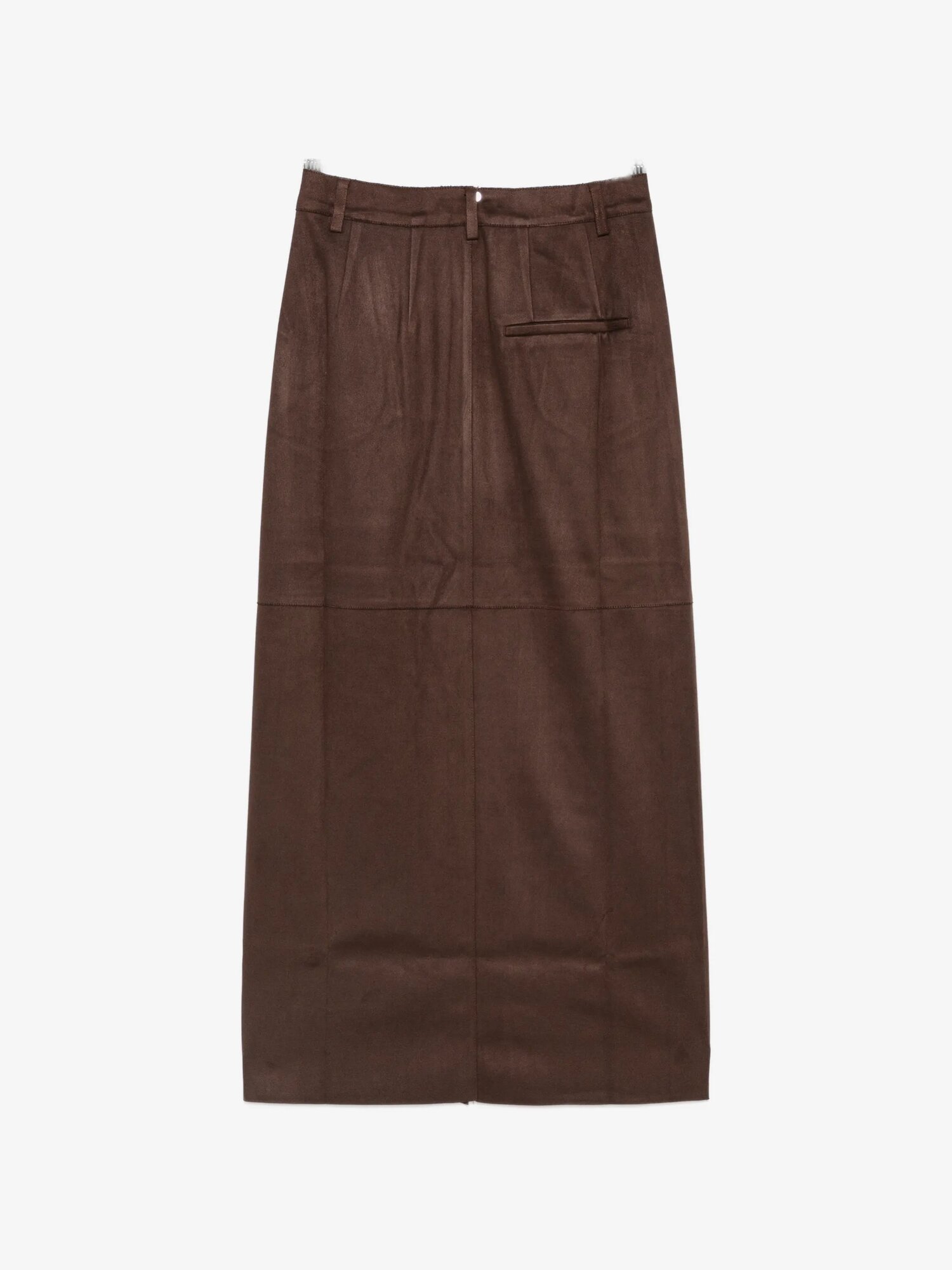 Юбка ELEH Suede-effect front-slit midi skirt, размер 44, коричневый — фото 1