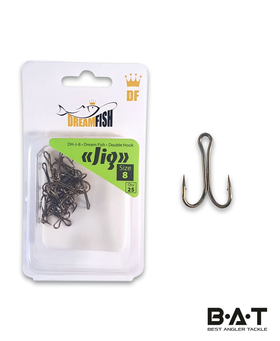 Крючки двойные DreamFish Jig B #1/0 Упаковка 25 штук