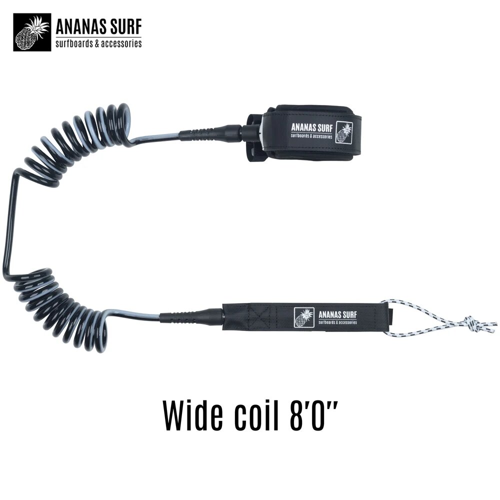 Ananas Surf Leash, 8'0", черный