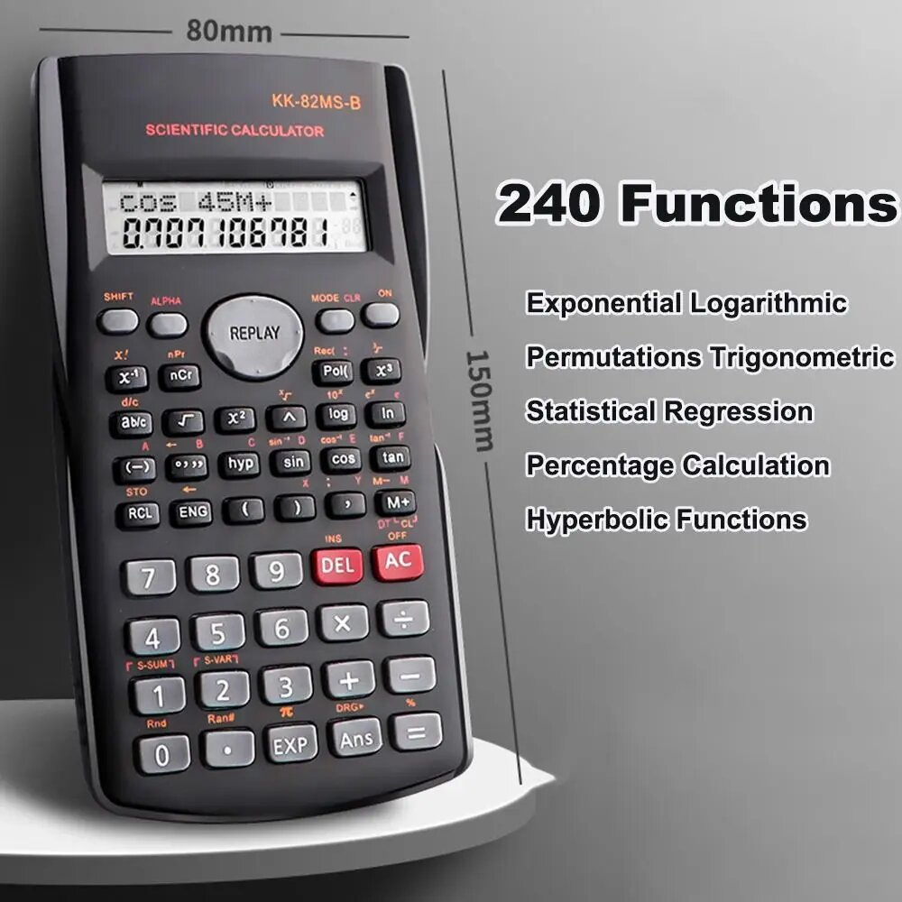 Научный калькулятор 240 функций Черный, black
