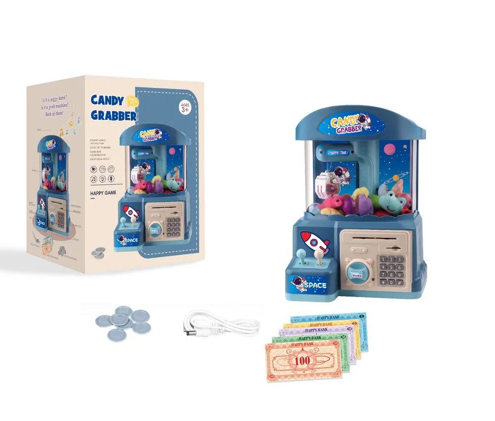 Игровой автомат с игрушками+Копилка сейф для денег детская электронная