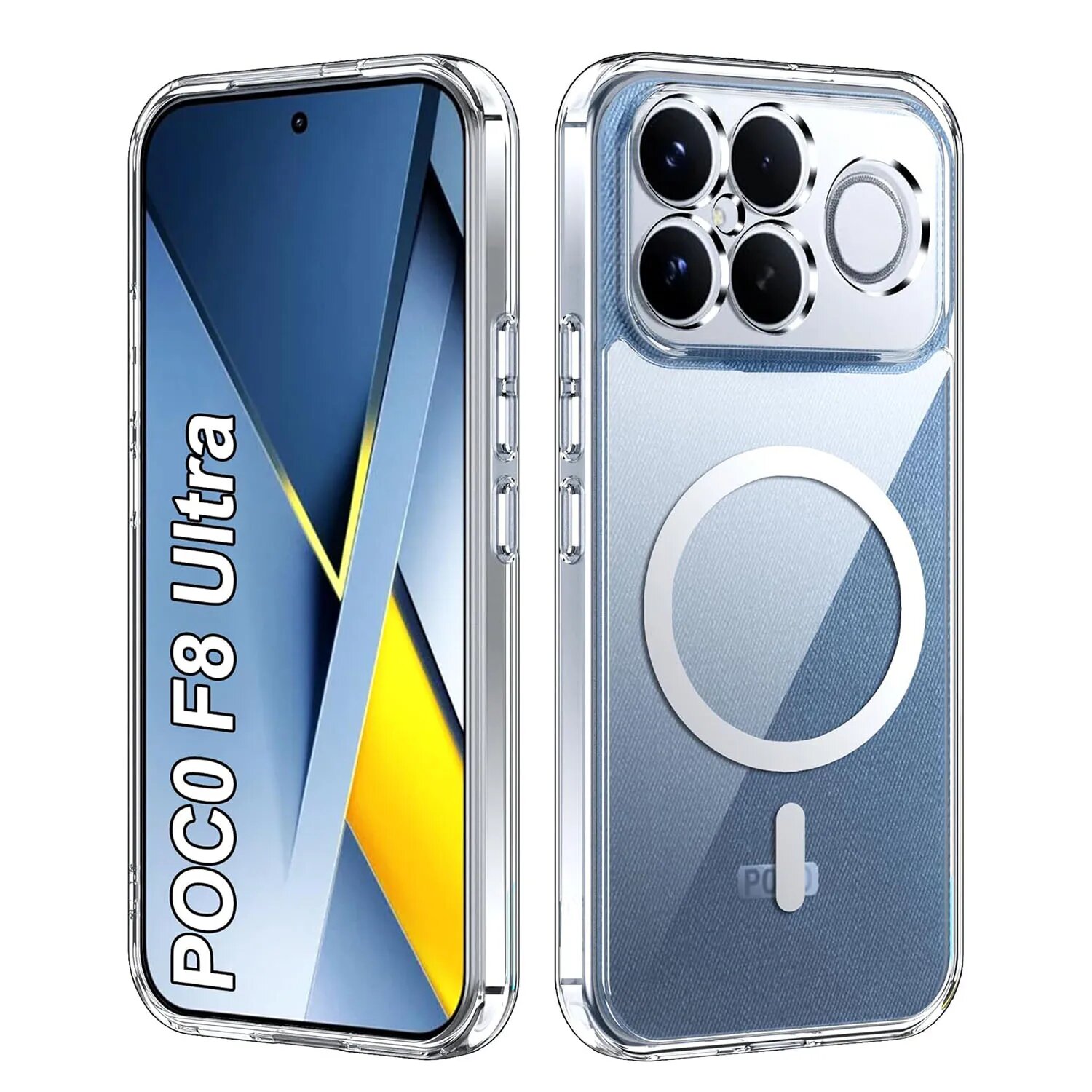 Чехол Poco F8 Ultra Pro с магнитом и беспроводной зарядкой, прозрачный