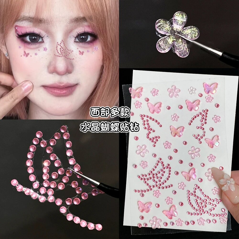 MAFANAILS 3D наклейки на лицо, розово-белые, Цвет: NK-LT-156