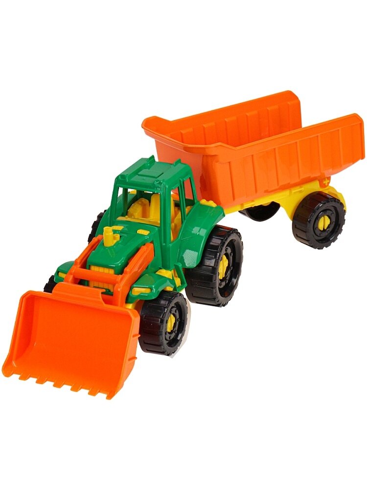 Трактор Рыжий Кот "Иван Бульдозер", с прицепом, для развития моторики и фантазии