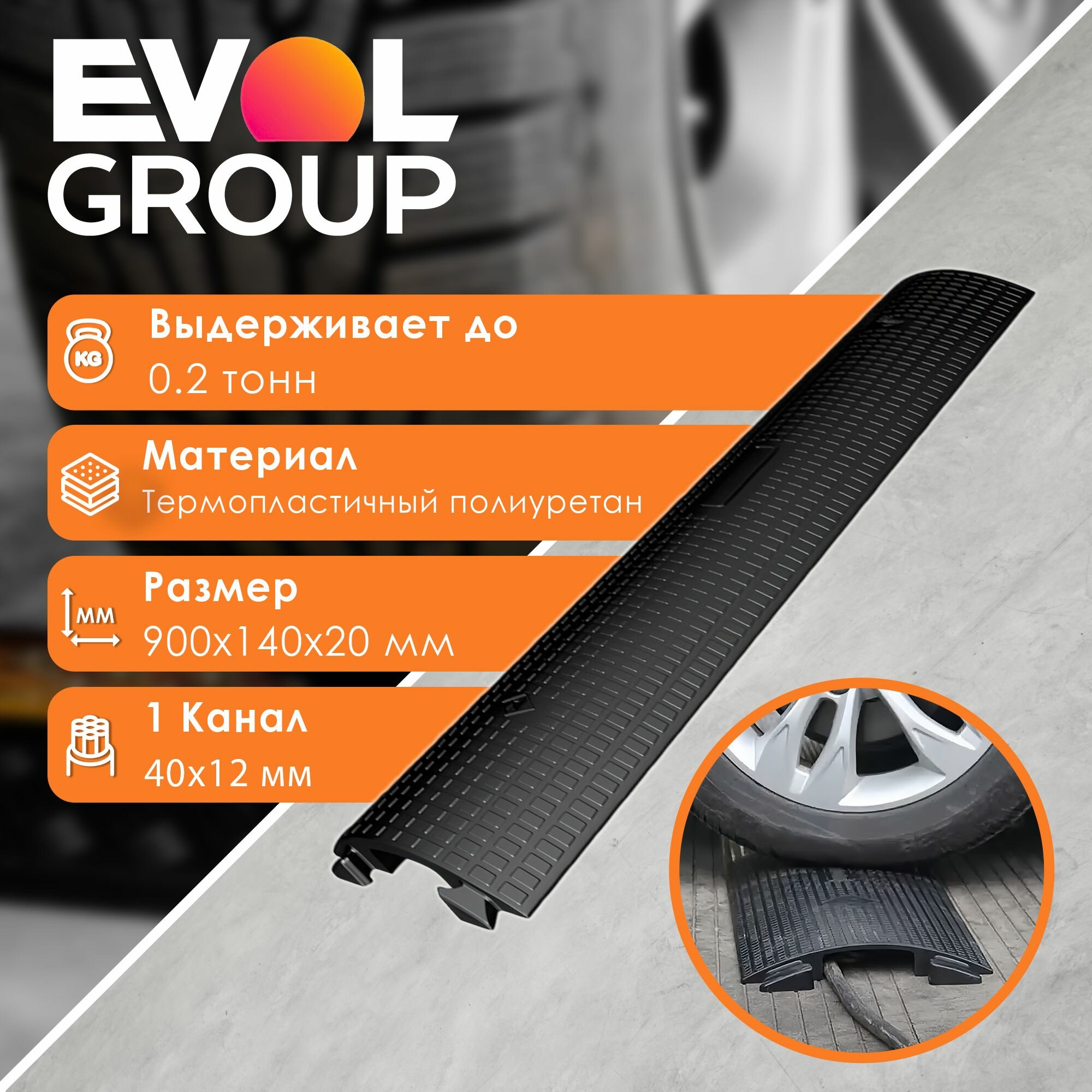 Напольный кабель-канал (Трап) офисный 40х12 мм, защита проводов для пешеходов (ТПУ без дна), Dropover