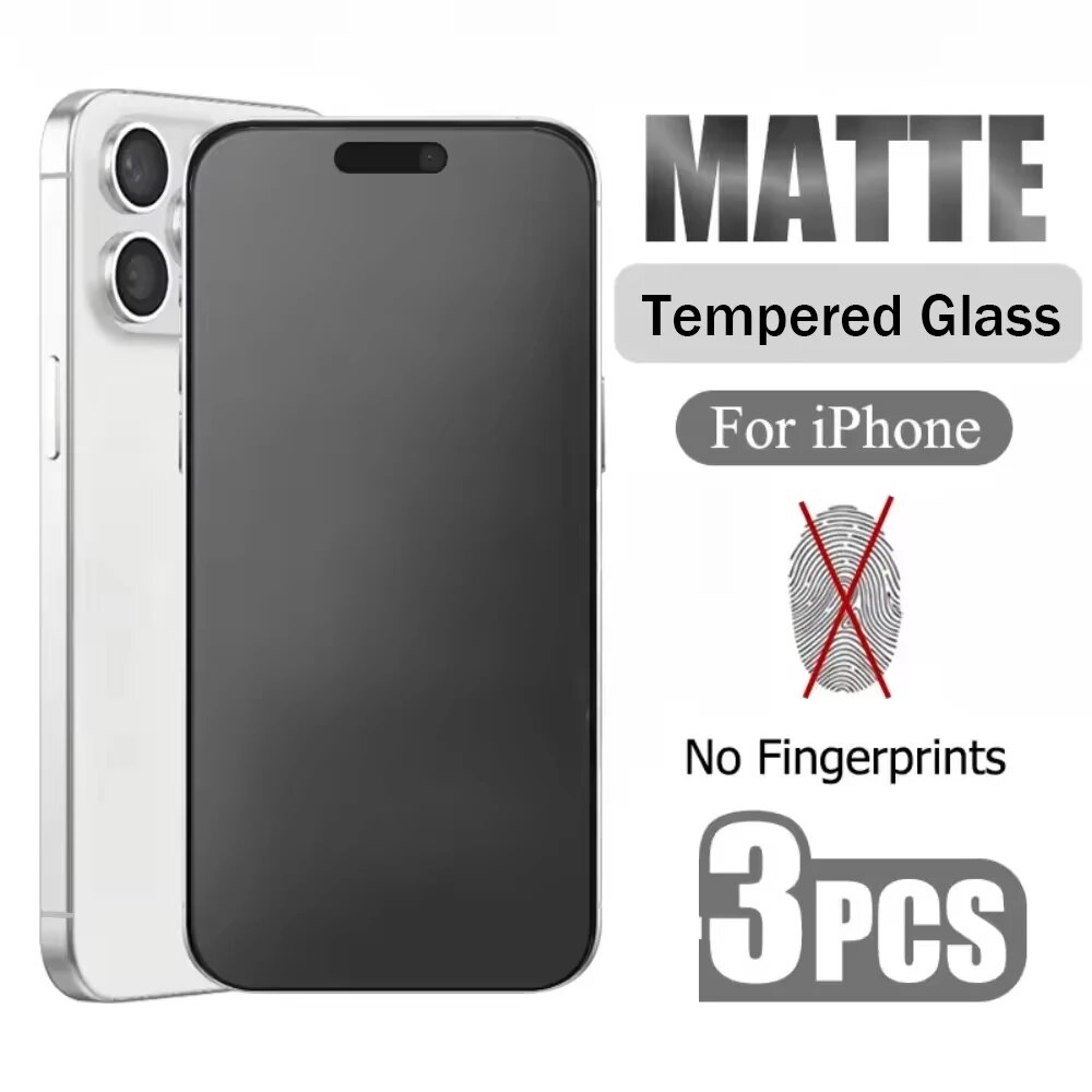 Набор Из 3 Матовых Защитных Стекол Для iPhone (модели 16, 15, 14, 13 Pro Max, Plus, Mini, iPhone 13