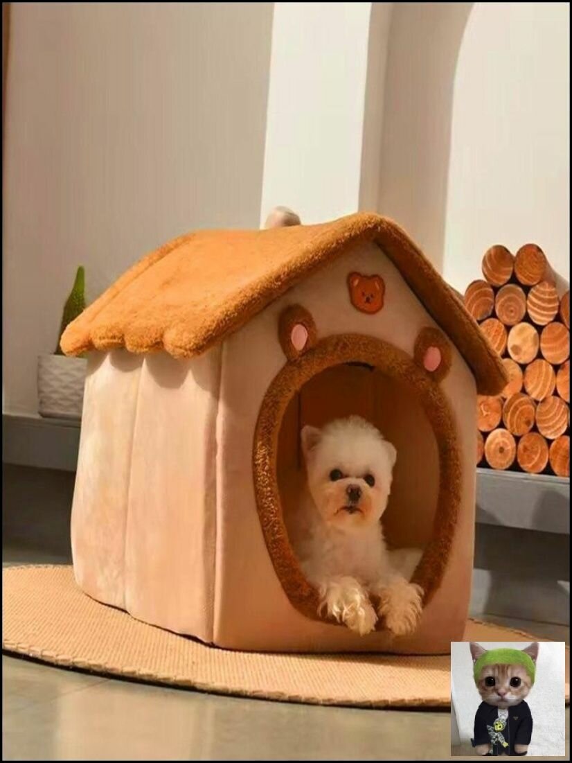 Теплая съемная будка для домашних животных зимой