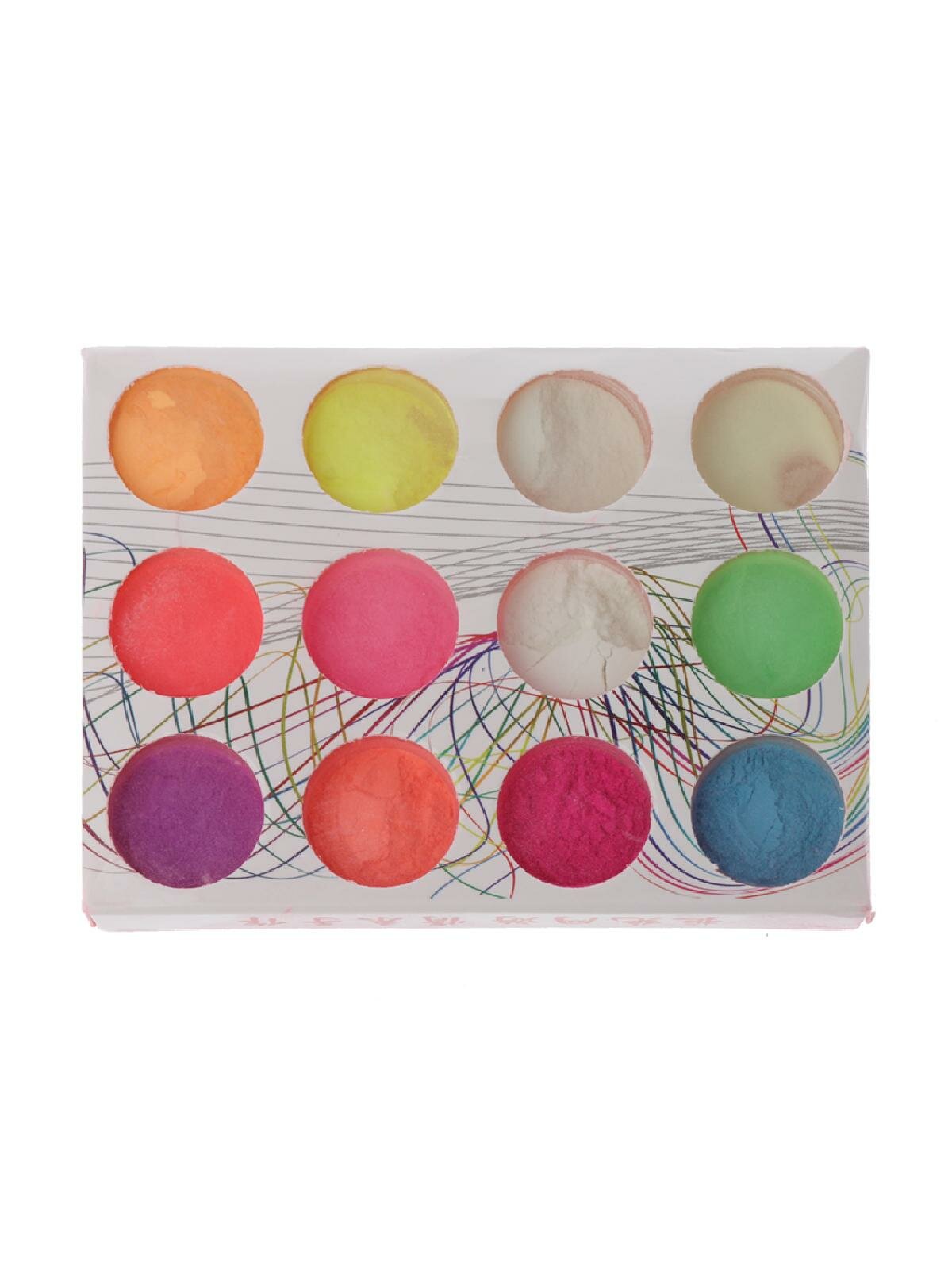 Набор из 12 цветов, супер яркая светящаяся пудра