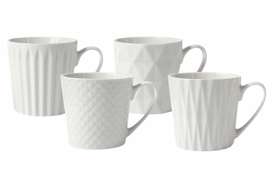 Набор кружек Nova, белый, 0,38 л, 4 шт, чашки для чая и кофе