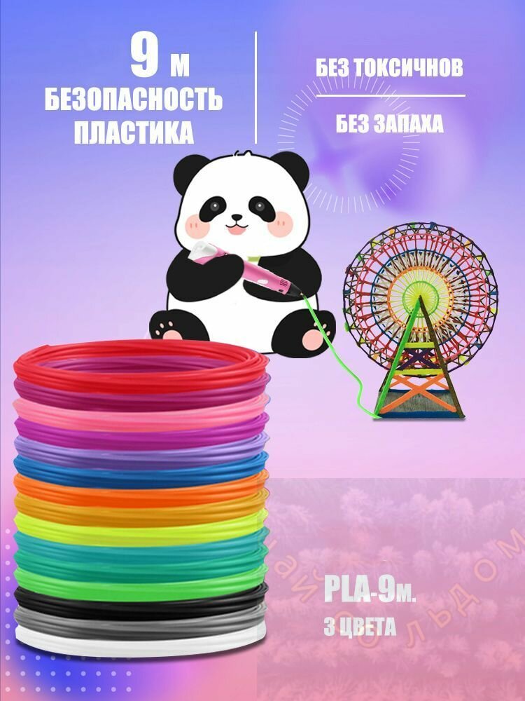 Новая 3D-ручка для 3D-печати для детей с 9-метровой нитью PLA 1,75 мм для самостоятельного рисования на день рождения, сиреневый(сиреневый)