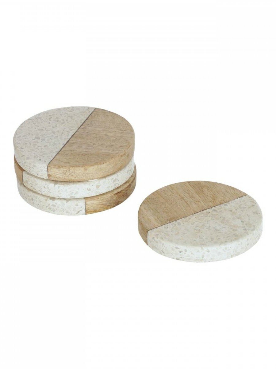 Набор подставок La Forma Augustine, дерево/терраццо, 4 шт, диаметр 10см