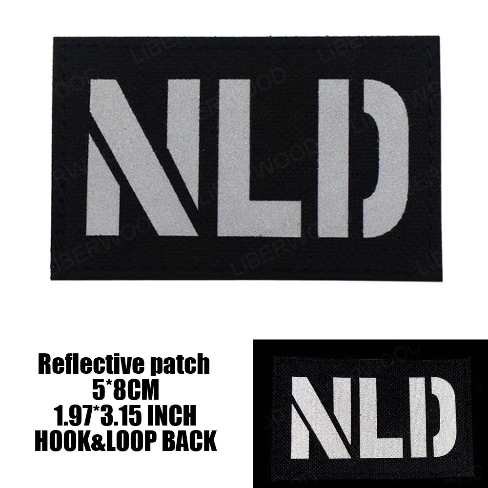 Светоотражающий патч "NLD" черный, 5*8 см, с застежкой Hook&Loop