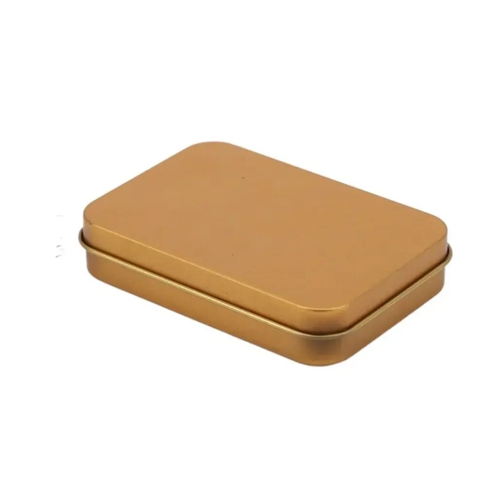 Прямоугольная жестяная коробка с прозрачной крышкой gold-no window