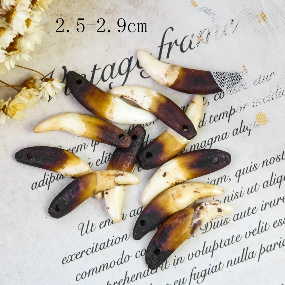 Кулон Зуб Волка из натурального волчьего зуба black 25-30mm 1pc