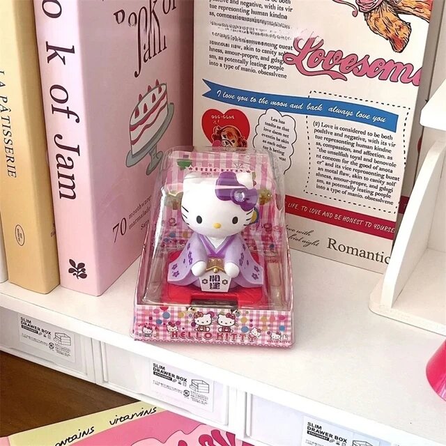 Sanrio Ретро Японское Милое Веселое Классическое Кимоно Кукла Hello Kitty на солнечных батареях с качающейся головой Подарок на день рождения девочки Настольное украшение для машины
