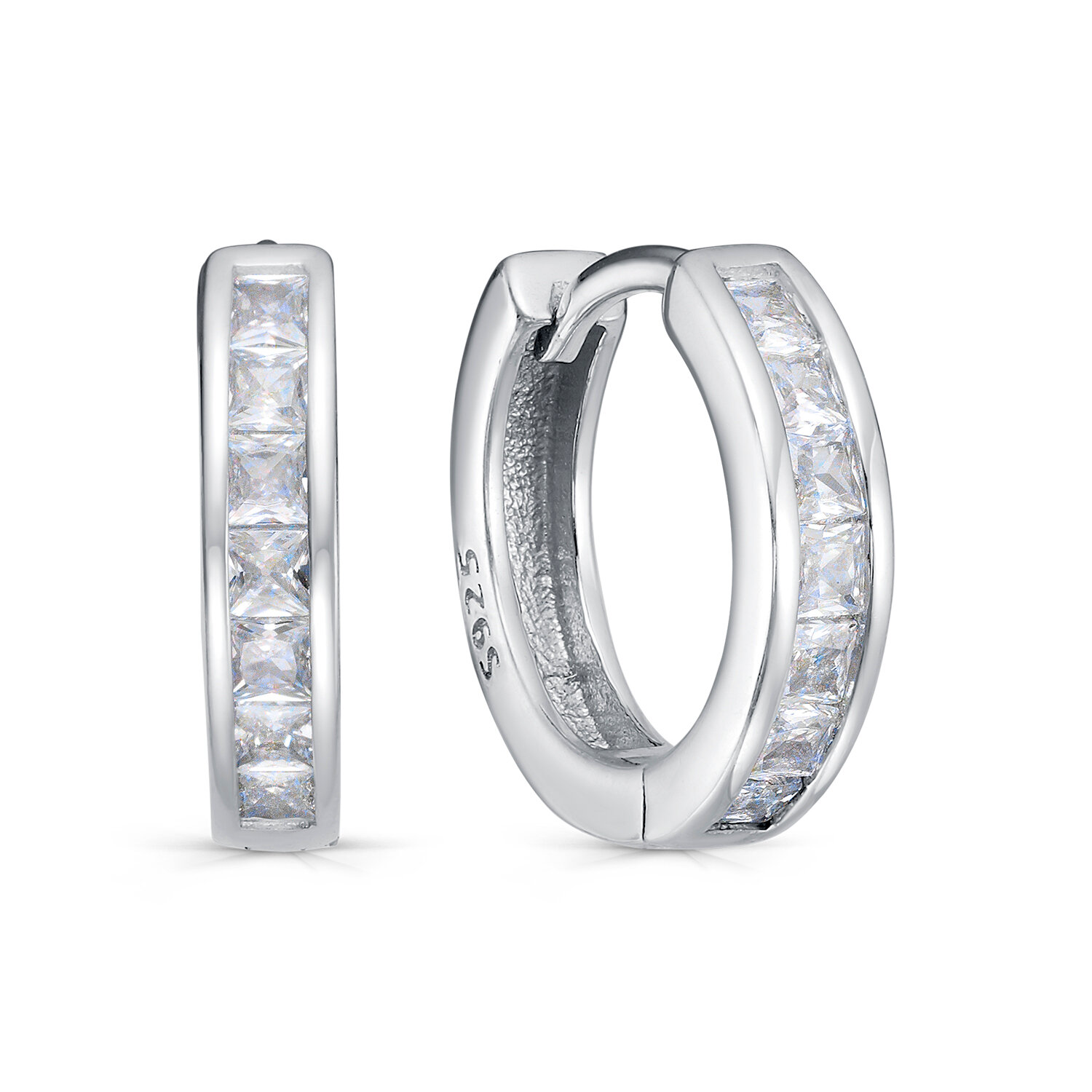 Серьги с подвесками, серебро, 925 проба, родирование, фианит