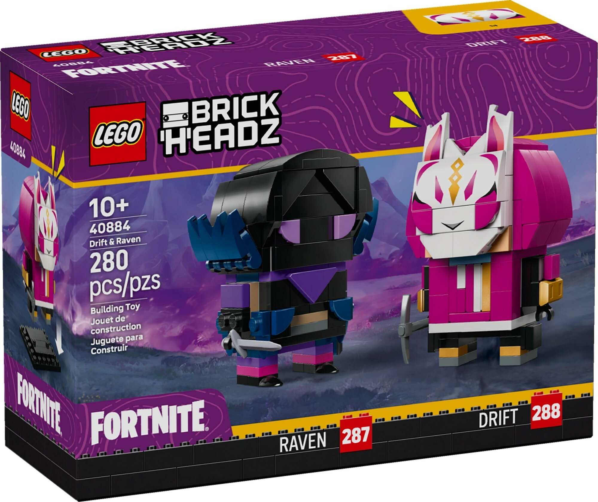 Конструктор LEGO BrickHeadz Fortnite 40884 Дрифт и Рэйвен, от 10 лет