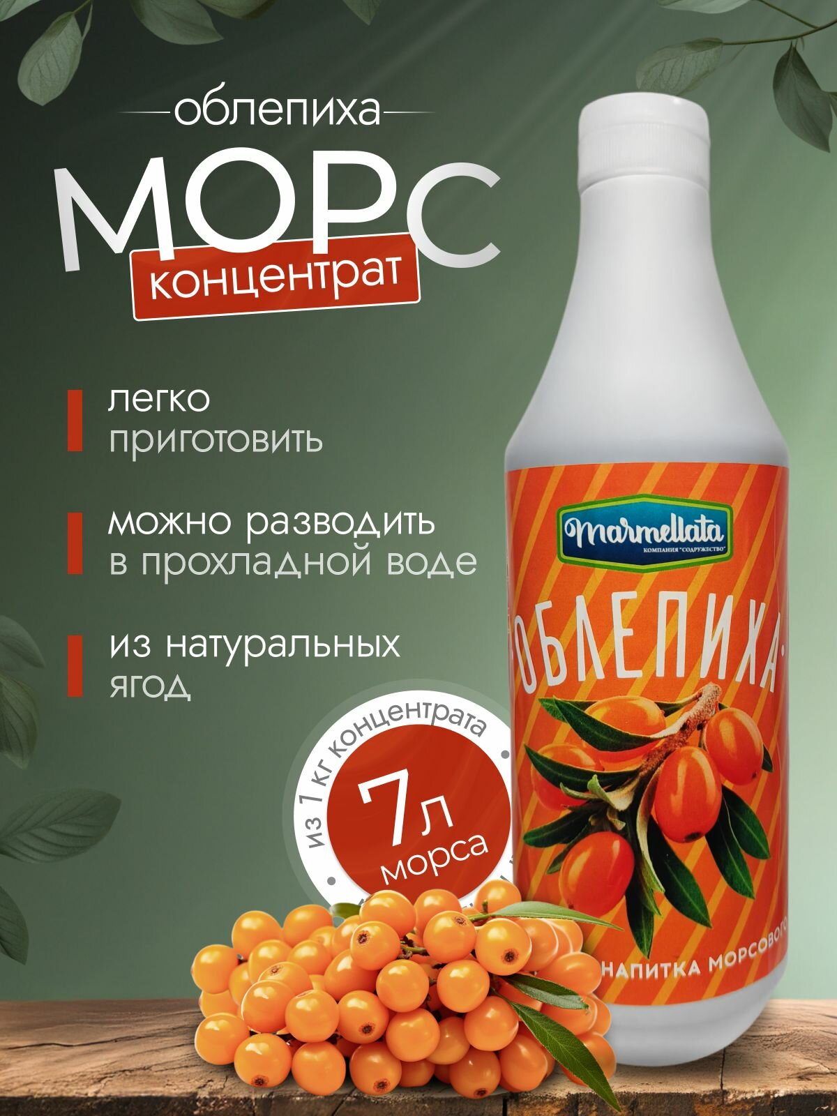 Концентрированный морс из ягод "Облепиха" Marmellata 1кг