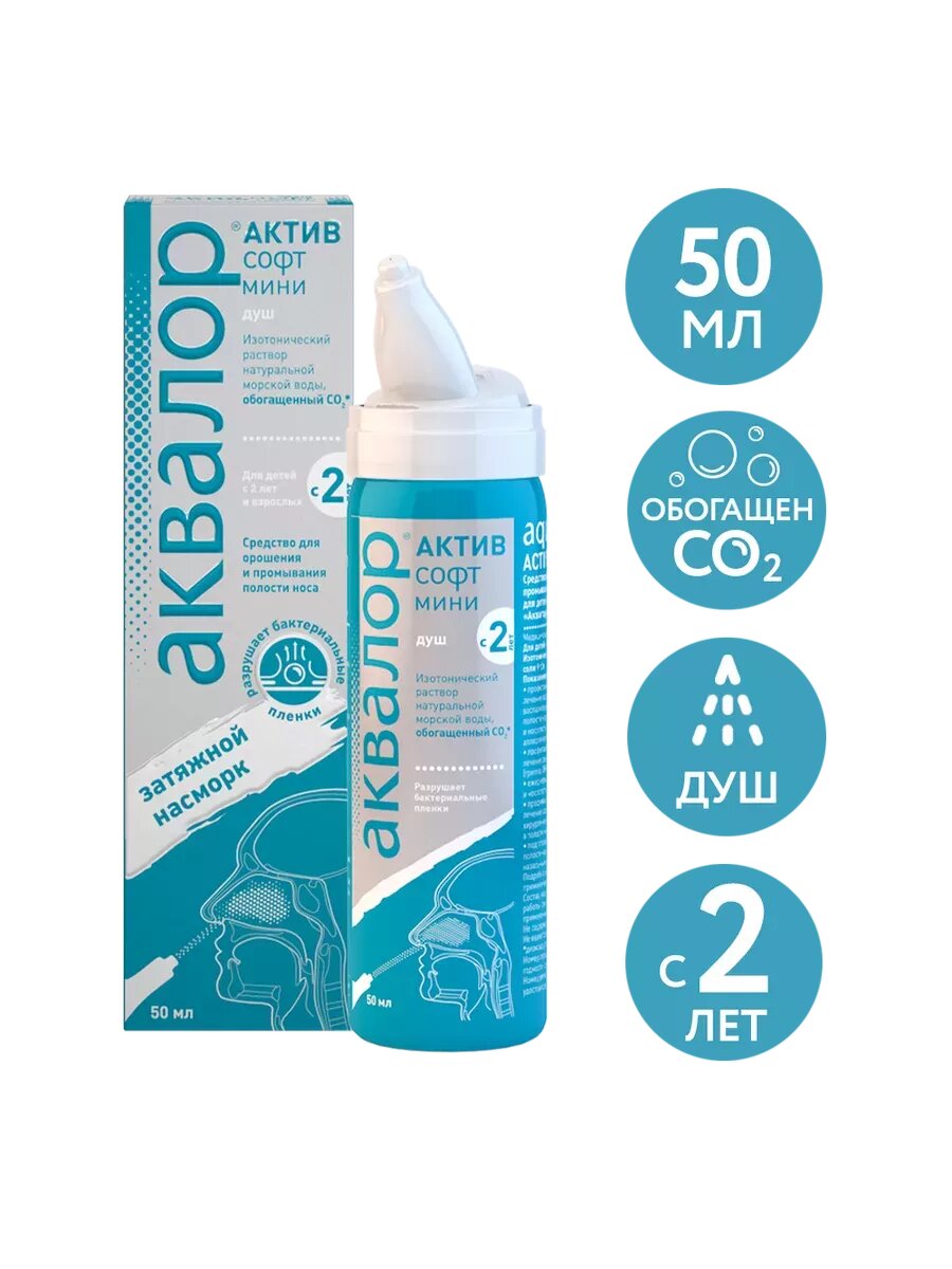 Аквалор Актив Форте Мини Спрей, 50 мл