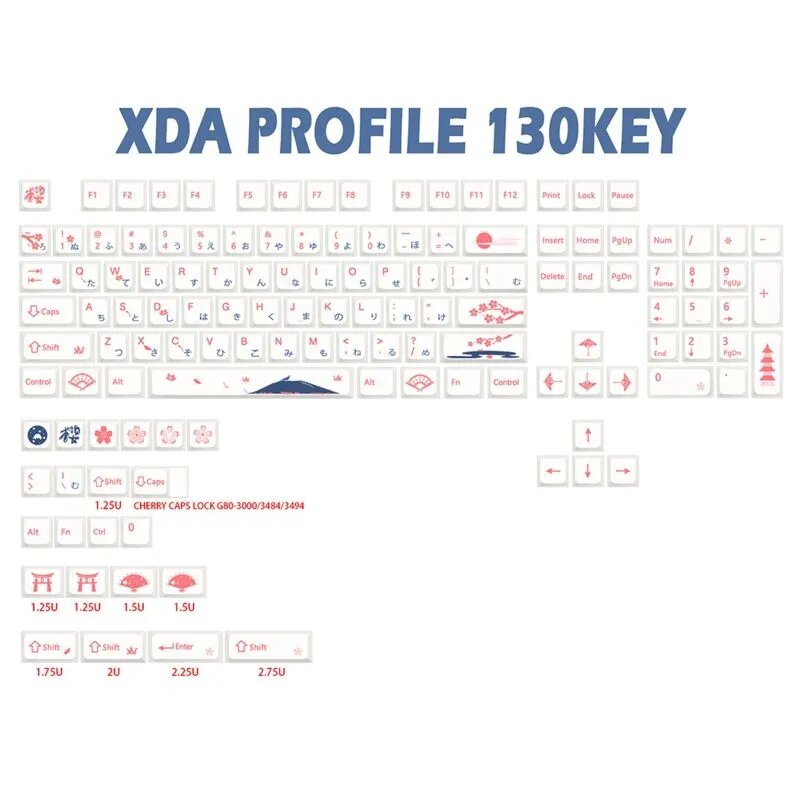 130-клавишный колпачок sakura keycap XDA ball cap PBT японский набор
