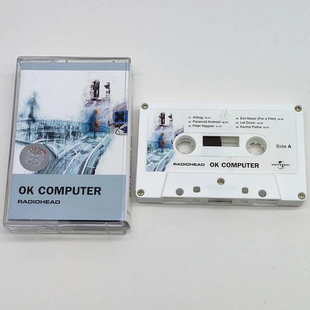 Магнитофонная лента Radiohead OK Computer, белая кассета, музыкальный носитель