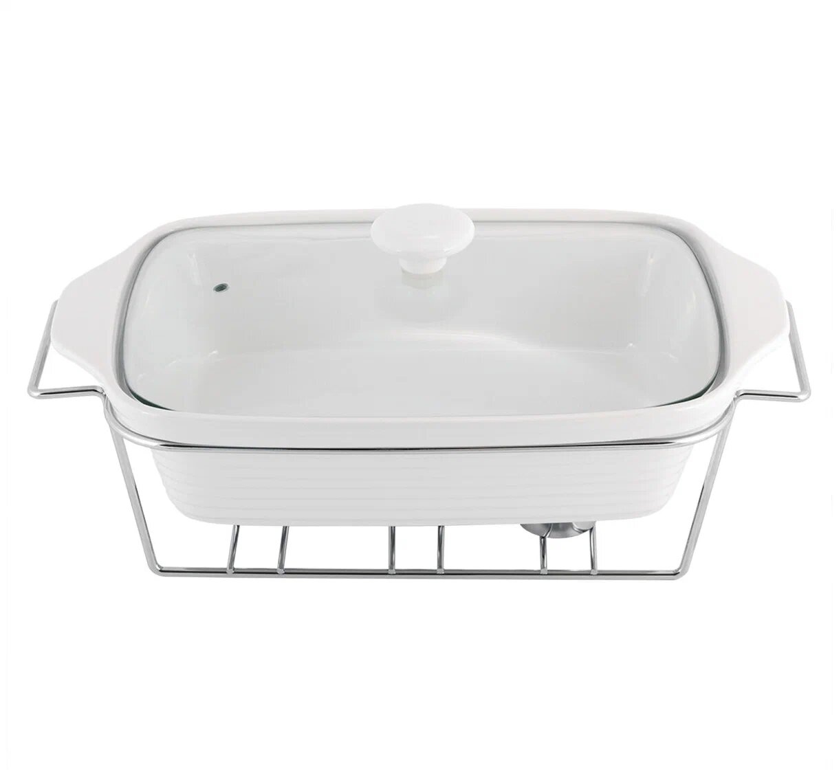 Мармит керамический 2.4л со стеклянной крышкой и металлической подставкой KM-6403