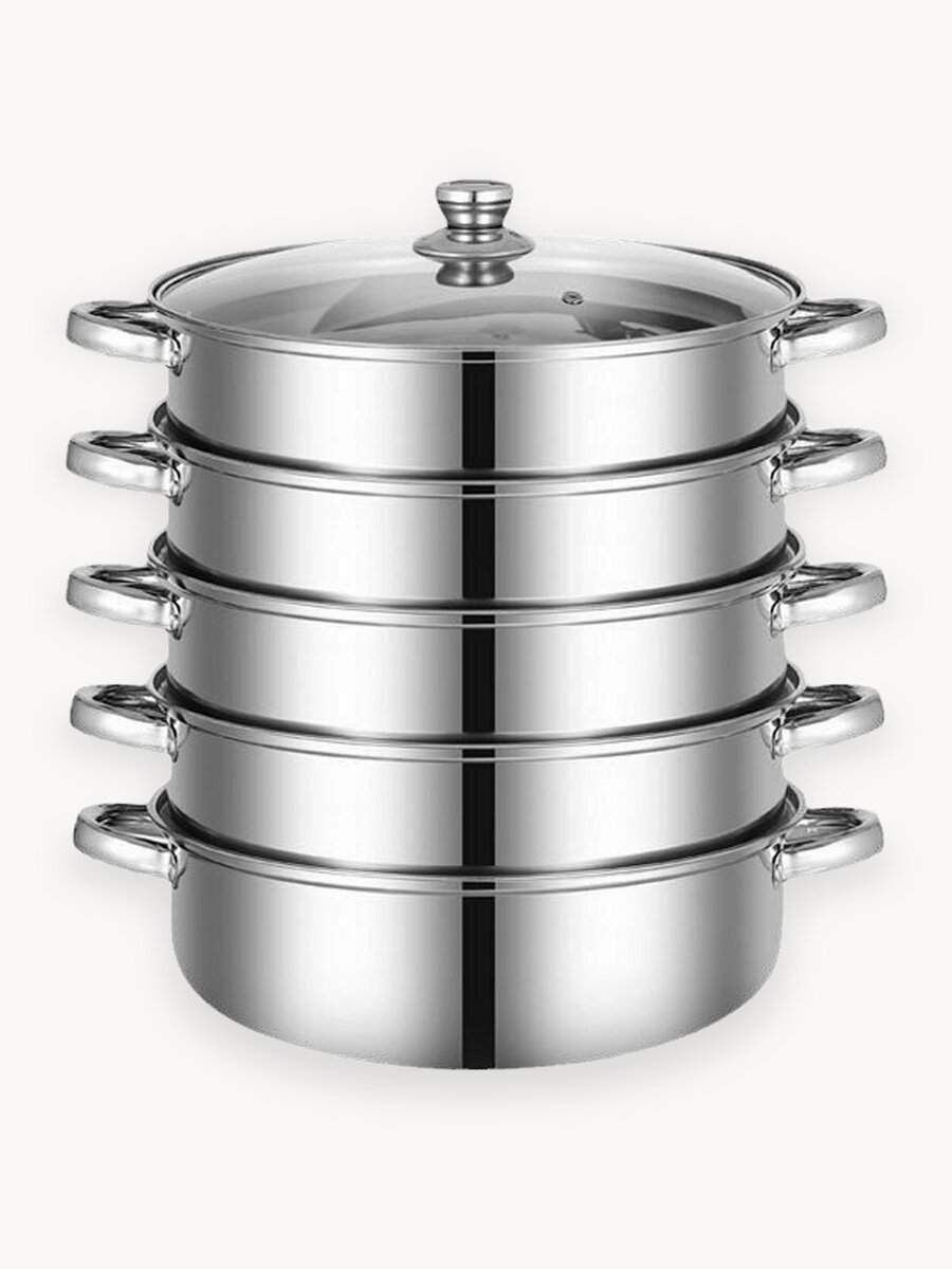 Мантоварка "сталь", Нержавеющая сталь, 5 яруса, 6 л(нержавеющая стальная пароварка)