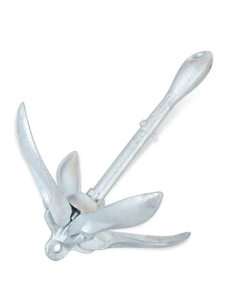 Якорь для лодки 5 кг Гальванизированная сталь Якорь-кошка для лодок, каяков, морской рыбалки, серебристый