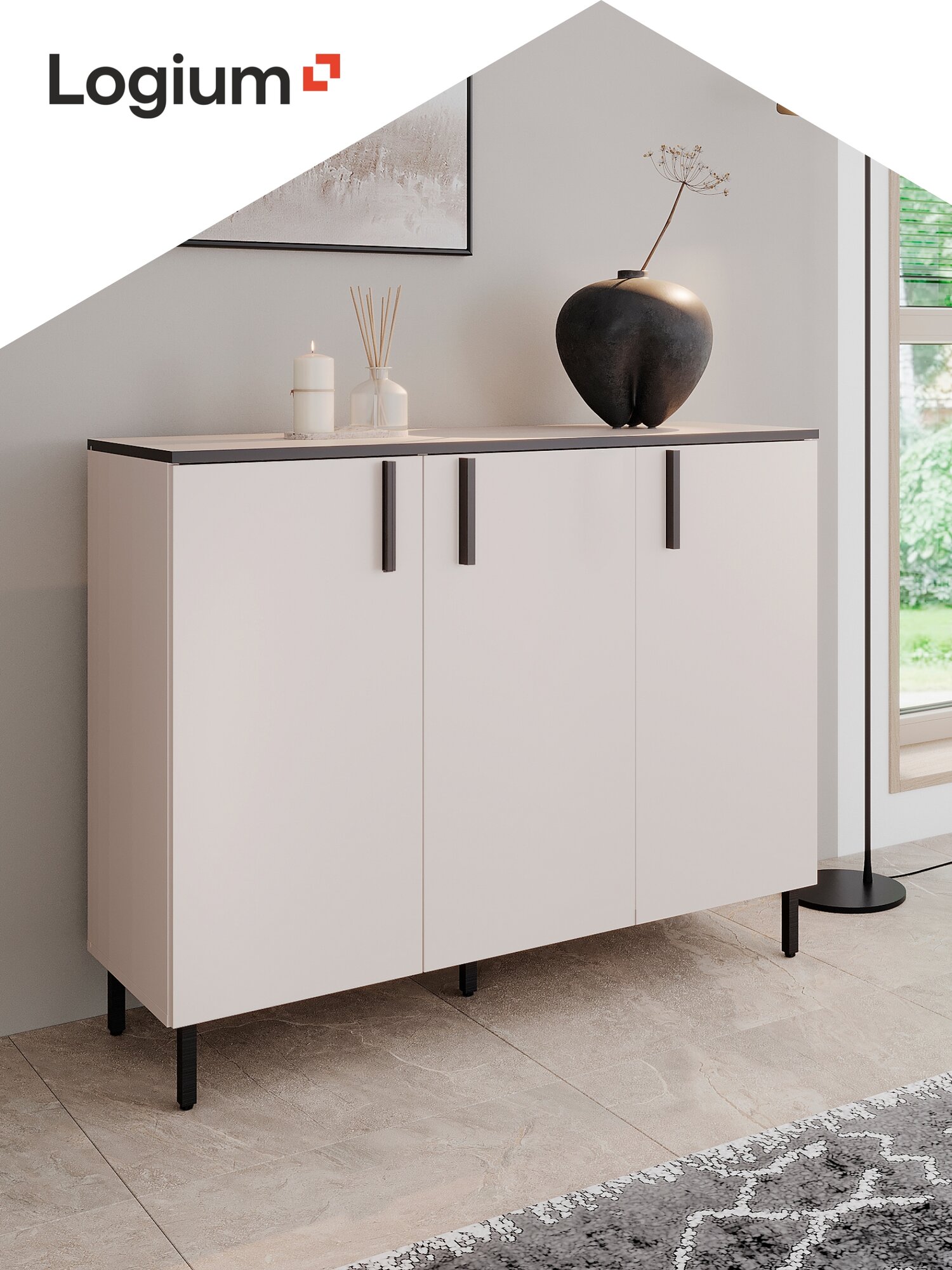 Комод для вещей большой и высокий, Оливия 16.244.03, Кашемир, Черный