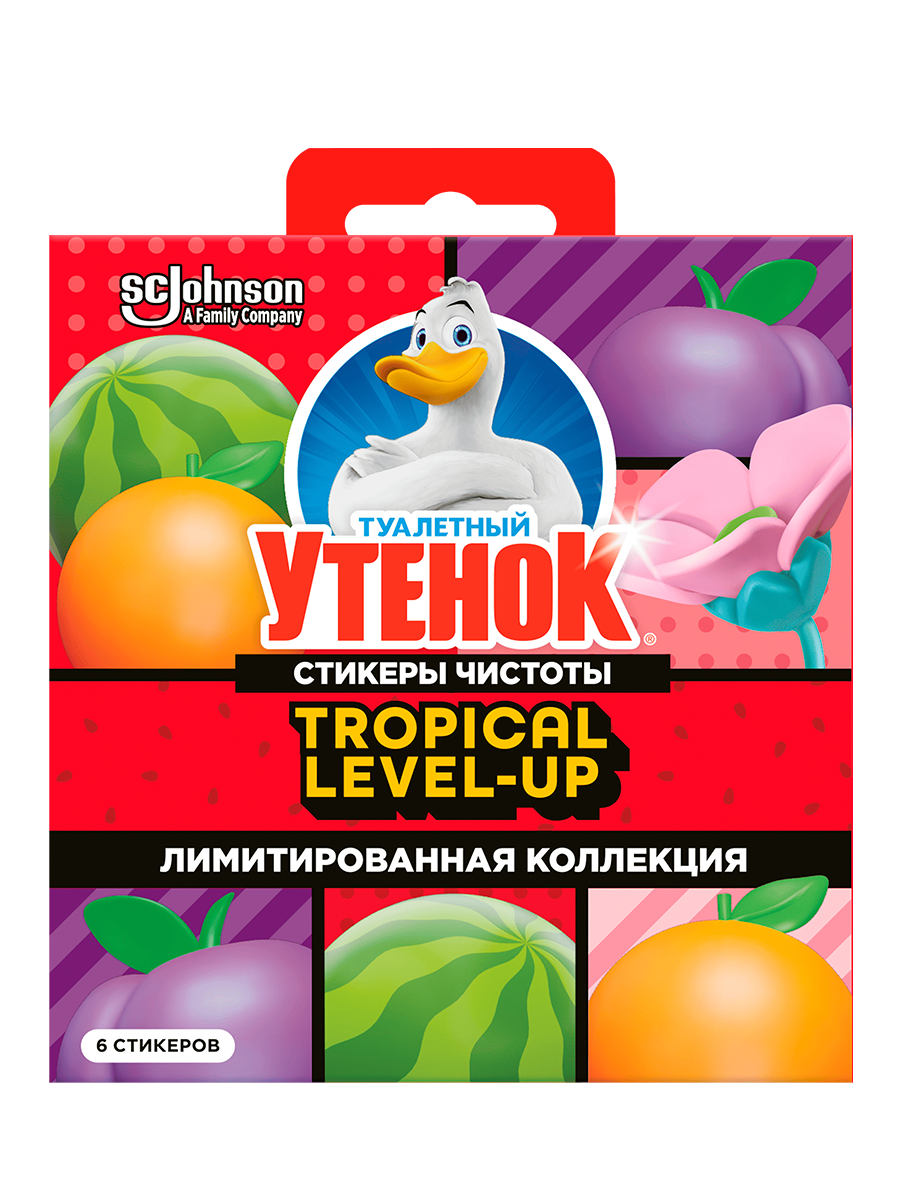 Средство для очистки унитаза Туалетный Утенок Стикер Чистоты, Фруктовый, 6 шт