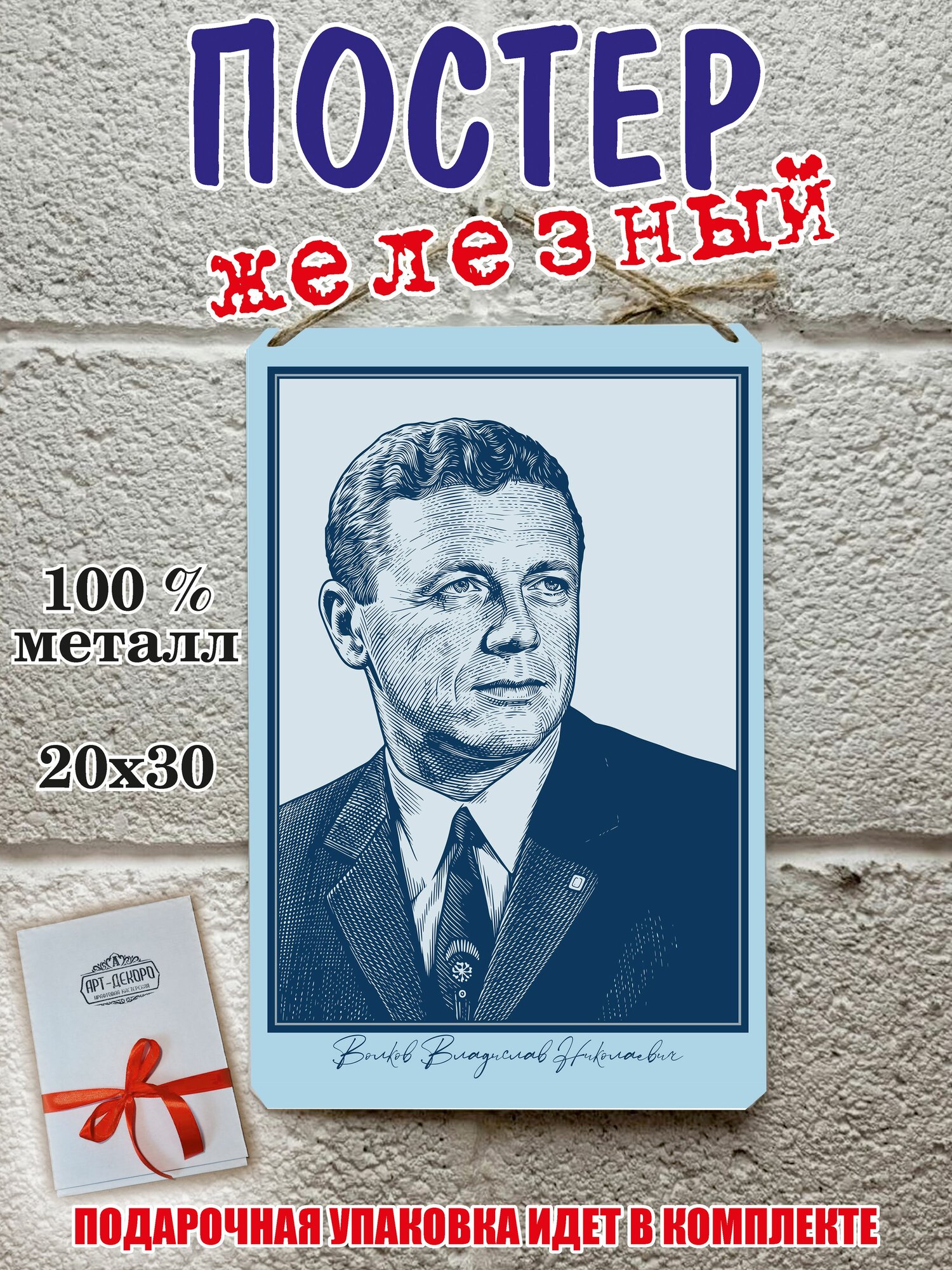 Волков Владислав портрет железный постер на стену
