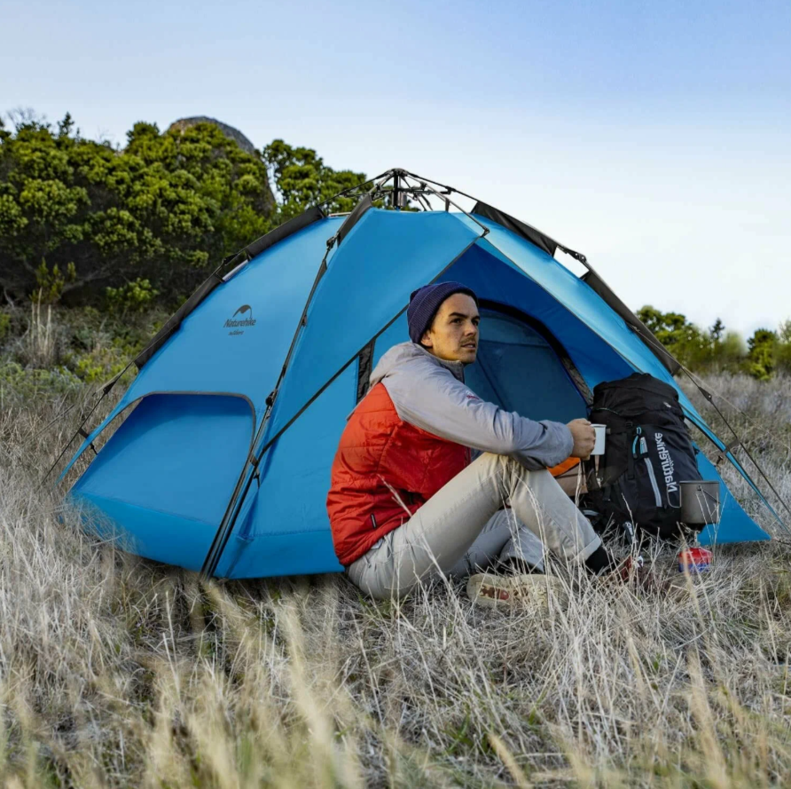 Палатка автомат, сборка 30 сек, Naturehike 4-местная, быстросборная, синяя