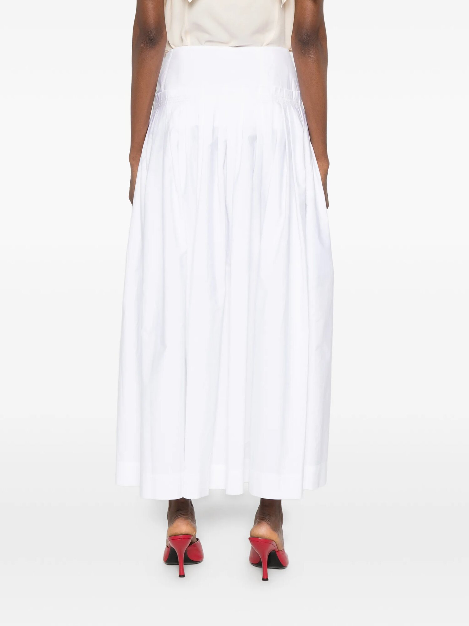 Юбка Lanvin Pleated buttoned maxi skirt, размер 36, бежевый/белый — фото 1