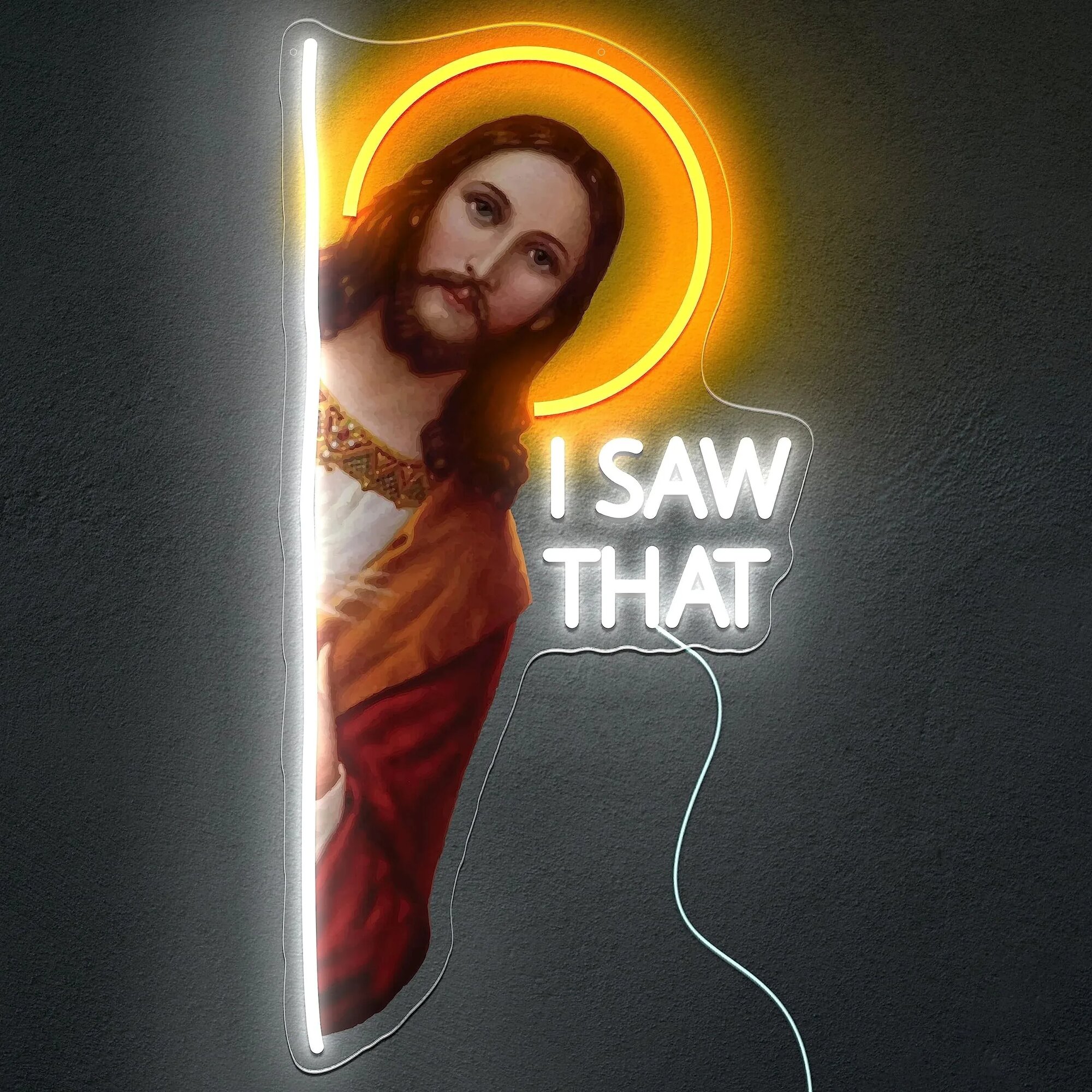 Неоновый светильник "God Saw" 41.5x21см