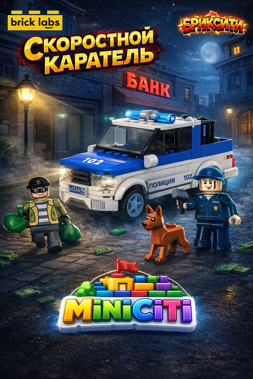 Конструктор Brick Labs Бриксити AB-1306 Конструктор Полицейский автомобиль «Скоростной каратель»